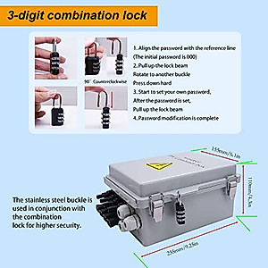 weideer 4 String PV Combiner Box with Circuit Breaker LED 15A Current Fuse Lightning Arreste Solar Combiner Box Waterproof with 3 Digit Combination Lock Mounting Plate for Solar Panel System