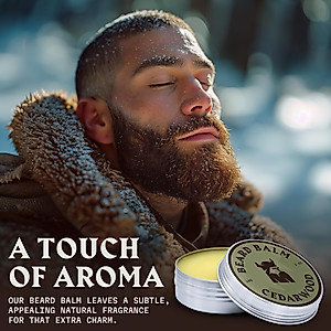Striking Viking Beard Balm for Men - Leave-In Beard Conditioner - Styling Balm with Natural Butter - Argan & Jojoba Oils, Strengthens & Softens (Cedar Scent, 2 Oz) - Mustache Wax