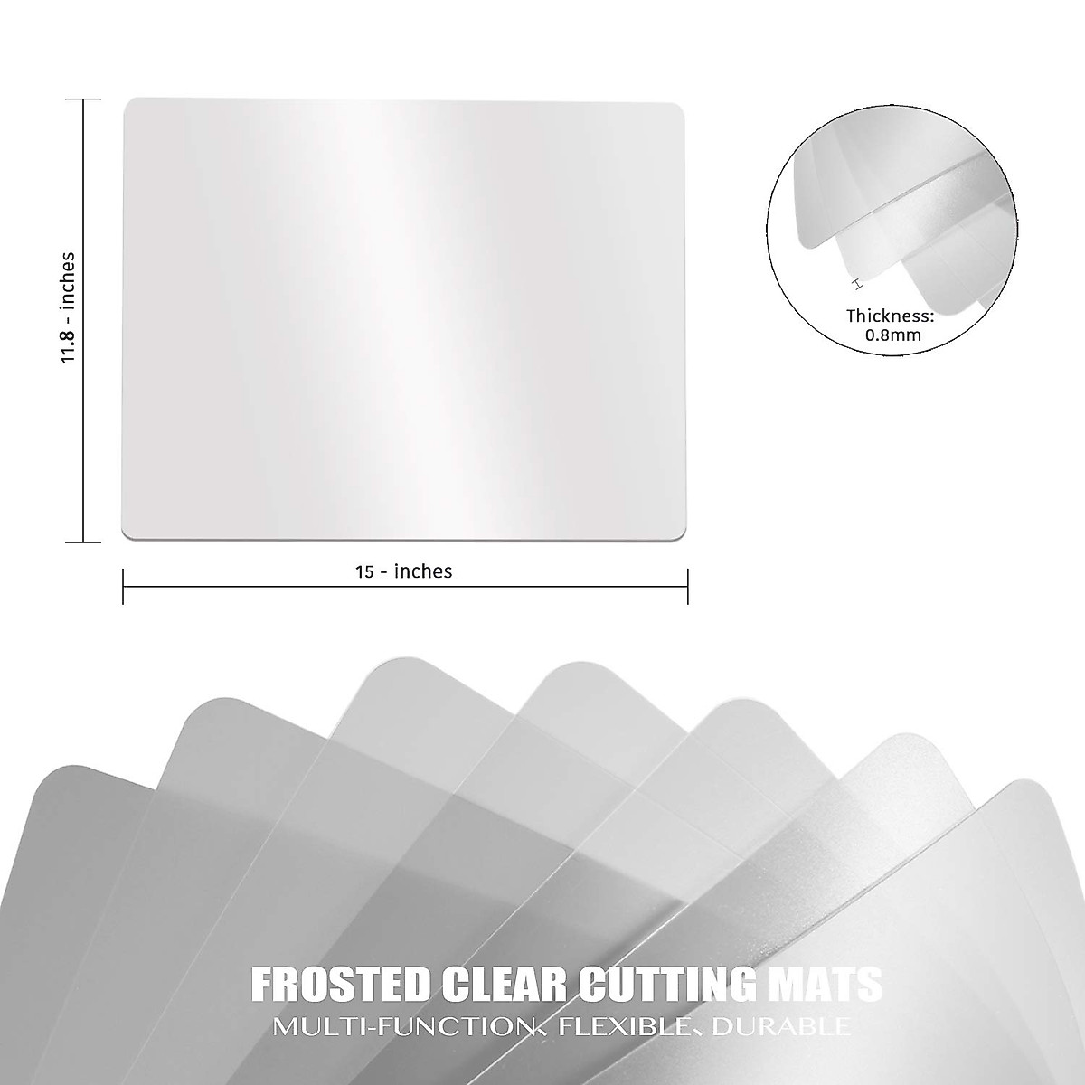 Fotouzy Plastic Cutting Board Set of 7, Frosted Clear Flexible Cutting Mats, BPA-Free, Non-Porous, Dishwasher Safe, Transparent
