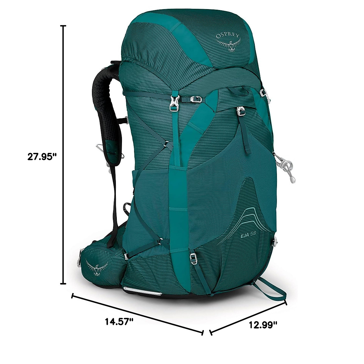 Osprey Eja 58 Women's Ultralight Backpacking Backpack, Deep Teal, X-Small/Small