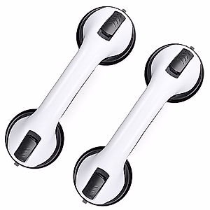 Grab Bars for Bathtubs and Showers, 2 Pack Shower Handle 12 Inch Strong Suction Shower Bar, Safety Bars for Shower Chair, Bathroom Grab Bar for Senior