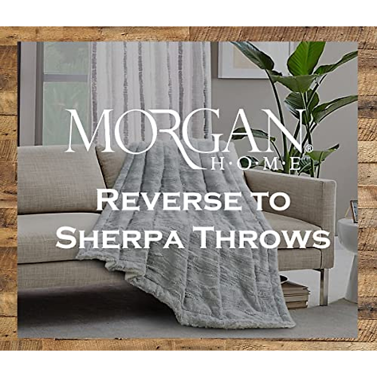 Morgan Home Velvet Plush/Faux Fur Reverse to Sherpa Throw - 50 by 60 inch Lightweight Throw for Bed and Couch (Grey Faux Fur, 50 x 60)