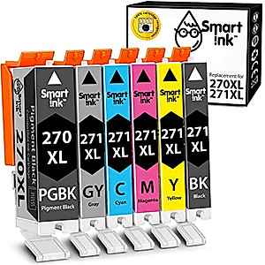 Smart Ink Compatible Ink Cartridge Replacement for Canon Pixma PGI 270XL 270 XL CLI 271 271XL (PGBK&BK/C/M/Y/GY 6 Pack Combo) to use with MG7720 TS9020 TS8020