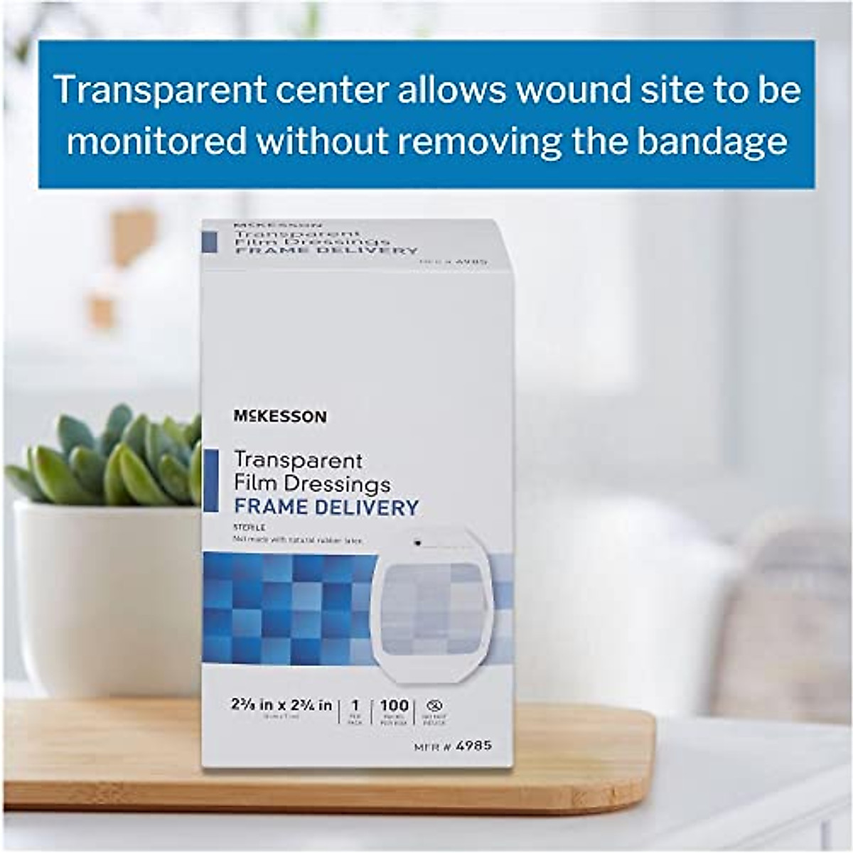 McKesson Transparent Film Dressing, Sterile, Frame Delivery, 2 3/8 in x 2 3/4 in, 100 Count, 1 Pack