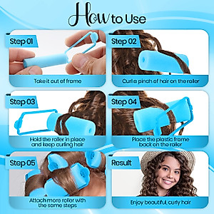 Foam Hair Roller Set, Heatless Hair Curlers to Sleep In, Self-Fastening, Soft Wave Curlers for Short and Medium Hair, Blue, 1.5CM 12 Pieces – By Rampro