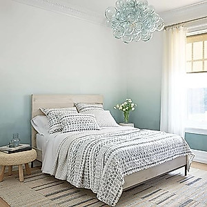 Dash & Albert Ravel Stripe Handwoven Wool Rug, 8 X 10 Feet, Neutral/Blue Geometric Pattern