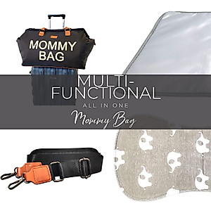 3 Set Diaper Tote, Bag for Overnight, Travel & Maternity, Waterproof XL Stroller Bag with Hook, Changing Pad & Burp Cloth