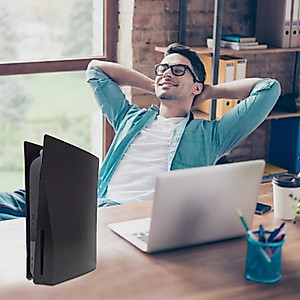 Greatideal PS5 Console Cover Replacement ABS Plastic Protective Shell, Anti-Scratch Dustproof Accessories, Compatible Devices: Video Game Console, Form Factor: Cover, Black