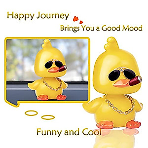 MuMyer Cool Yellow Duck Car Ornaments Funny Duck Car Toy Dashboard Decorations Shaking Head Doll for Car Auto Interior Decor Accessories