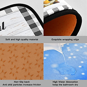 ZOEO Kitchen Mats Gnomes Set of 2 Bee Sunflower Farmhouse Floor Rug Memory Foam Shower Runner Absorbent Non Slip Light for Home Hotel Door Laundry Thick Soft Washable