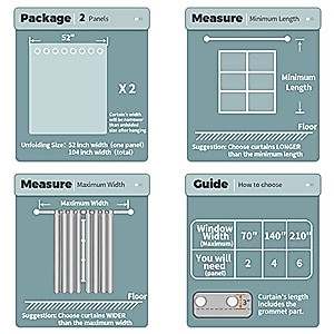 BGment Linen Textured 100% Blackout Curtains for Bedroom, Grommet Double Layers Thermal Insulation Room Darkening Curtains with Liner for Living Room, 2 Panels, 52 x 63 Inches, Off White