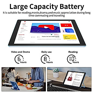 TJD Android Tablet 10 inch, 128GB ROM Tablet PC, Quad-Core Processor, 6000mAh Battery Dual Camera Stereo Speakers, WiFi, Bluetooth, Gaming Reading Google Touchscreen Tablets (Blue)