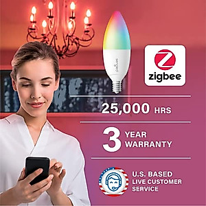 Sengled Zigbee Smart Candelabra Bulbs, Hub Required, Dimmable Multicolor E12 LED Candle Light Bulb Work with Alexa Echo(4th Gen), Echo Plus, Google/SmartThings, Voice/APP Control, 450 LM/40W Eqv. 4PK