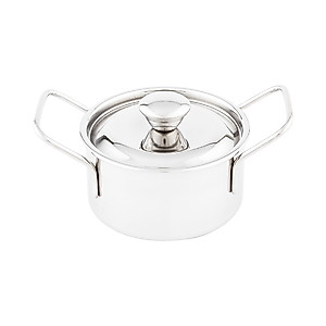 Restaurantware-9 Ounce Small Casserole Dish With Lid, 1 Break-Resistant Individual Casserole Dish - Built-In Handles, Durable, Stainless Steel Casserole Soup Pot, Cook And Serve Individual Portions,