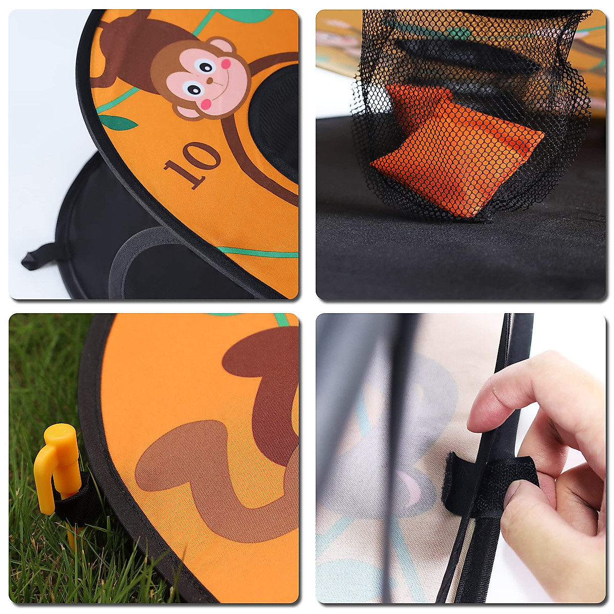 Himal Collapsible Portable 5 Holes Cornhole Game Cornhole Set Bounce Bean Bag Toss Game with 10 Bean Bags,Tic Tac Toe Game Double Games (3 x 2-Feet, Single Board)