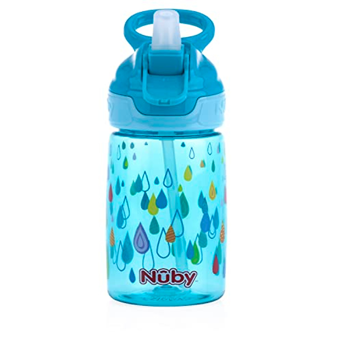 Nuby Kid’s Flip-it Reflex Push Button On-The-Go Printed Water Bottle with Soft Spout - 12oz / 360ml, 18+ Months, 1pk Print May Vary