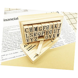 STOBOK 2pcs 26 Stamps United States Letter Student Wooden