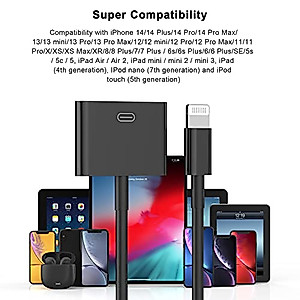 Lightning to 30 Pin Adapter for iPhone, [Apple MFi Certified] 8-Pin to 30-Pin Female Charging and Data Transfer Converter Compatible with iPhone 14 13 12 11 Xs X 8 7 6 iPad iPod-No Audio (Black)