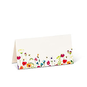 Abbott Collection 27 Bee Garden Folded Placecards. 12 Pieces, White/Multi