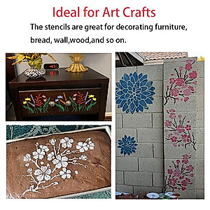 Wild Flower Stencils for Painting on Wood,Cherry Blossom Vine Stencils Reusable Drawing Stencil for Painting on Wood, Canvas, Furniture, DIY