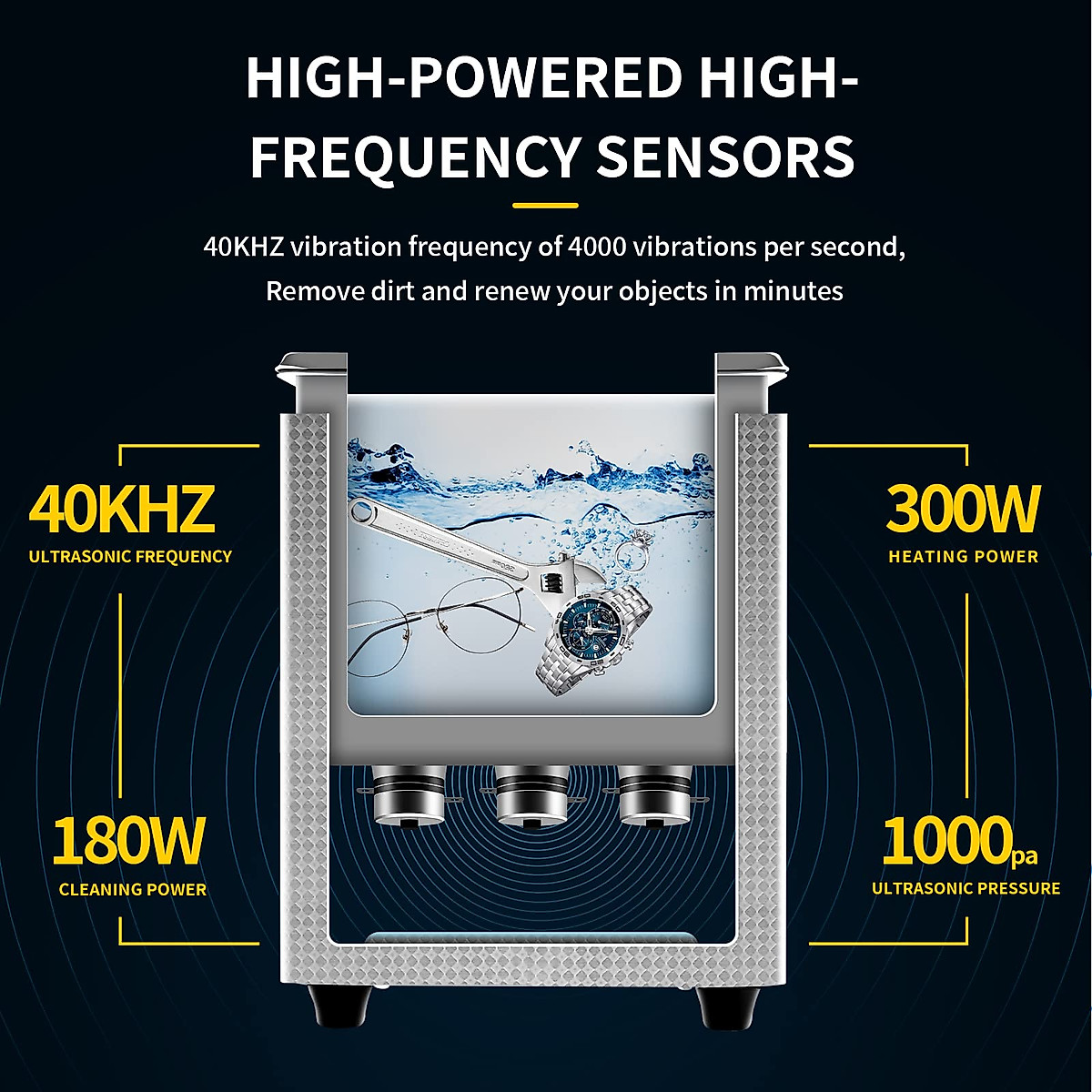 ACMESONIC Ultrasonic Cleaner 6Lfor Vinyl CD, (300W Heater,180W Ultrasonic) Ultrasonic Parts Cleaner with Heater Timer for Cleaning, Jewelry, Coins, Metal Small Parts, Circuit Board, Lab Tools, etc