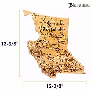 Totally Bamboo Destination British Columbia Province Shaped Serving and Cutting Board, Includes Hang Tie for Wall Display