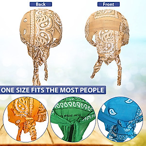 Huukeay 24 Pieces Do Rag Skull Caps Sweat-Wicking Beanie Cap Biker Skull Cap Paisley Bandana Cap Head Tie Cycling Cap Helmet Liner Skull Hat Quick-Drying Pirate Hats for Men Women, 24 Colors