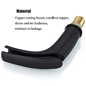 ShiSyan Y-LKUN Faucet Pretty Full Copper Waterfall Wash Basin Counter Basin Bathroom Cabinet Bathroom Faucet Single Hole Faucet Nordic Black Paint Durable