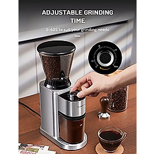 TWOMEOW Conical Burr Coffee Grinder Electric, Anti-static Coffee Bean Grinder with 24 Grind Settings for Espresso/Drip/Pour Over/Cold Brew/French Press Coffee Maker,Stainless Steel