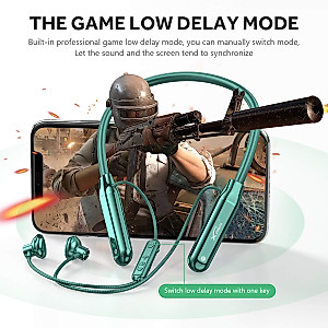 Wireless Neckband Headphones Bluetooth Neckband Headsets 100 H Playtime/360 Days Standby,Neckband Headphones Built-in Mic Sports Noise Cancelling for Help Sleep/Audio Books/Video Conference (green)