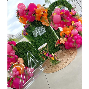 Pink and Orange Balloon Arch Kit, Double Stuffed Olive Green Hot Pink Orange Balloons, Pastel Pink Balloon Arch Kit for Baby Shower Birthday Wedding Bridal Summer Wonderland Party Supplies