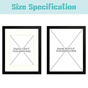 Frametory, 11x14 Picture Frame - Made to Display Pictures 8x10 with Mat or 11x14 Without Mat - Wide Molding - Pre-Installed Wall Mounting Hardware (Black, 1 Pack)