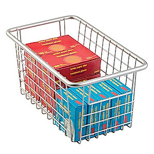 iDesign Forma Metal Wire Pantry Storage Organizer Bin with Handles, Container for Food, Drinks, Produce Organization , 10.24" x 6.24" x 5.06", Satin Silver,69565