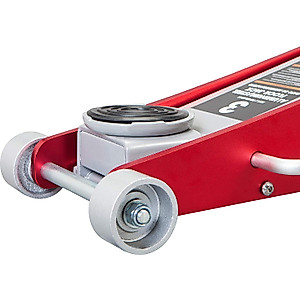 BIG RED AT830011LR Torin Hydraulic Low Profile Aluminum and Steel Racing Floor Jack with Dual Piston Quick Lift Pump, 3 Ton (6,000 lb) Capacity, Red