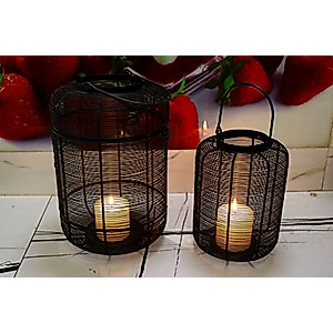 Interior Innovations Decorative Indoor/Outdoor 2 Lantern Set for Flowers or Candles, Black Round Design