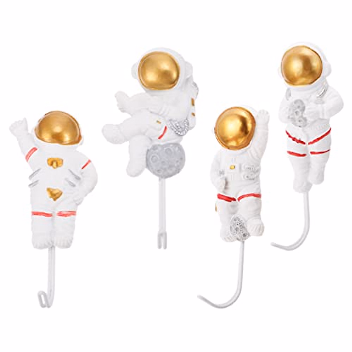 VOSAREA Car Decor Wall Hooks Coat Hooks 4Pcs Astronaut Wall Hook Heavy Duty Adhesive Wall Hangers Towel Coat Bag Hat Key Hanger Rack Hooks for Home Bathroom Kitchen Wall Hooks Coat Hooks Wall Hooks