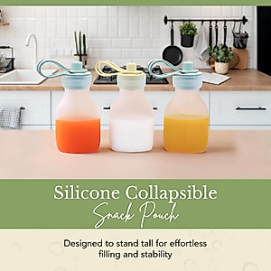 Renew Rations Silicone Reusable Pouches for Toddlers, Refillable BPA-Free Baby Food Pouches, Freezer & Dishwasher Safe - Ideal for Baby Food Puree, Applesauce & Smoothies 240 ml / 8 oz - Pack of 2