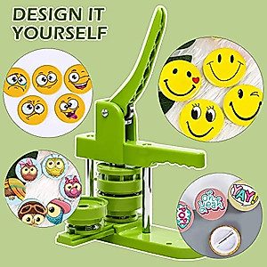 Aiment Button Maker Machine Multiple Sizes 600Pcs, Photo Pin Badge Maker 1+1.25+2.25 inch for Kids, Button Press Machine with 600 Sets Button Making Supplies & Cutter & Magic Book (Green, 25/32/58mm)