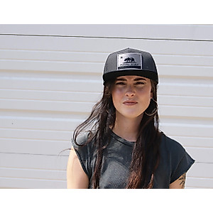Strange Cargo Tees California State Flag Dark Grey and Black Flat Brim Baseball Cap Hat Snapback