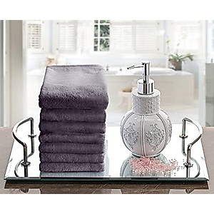 Creative Scents Cotton Fingertip Towels Set - 4 Pack - 11 x 18 Inches Decorative Small Extra-Absorbent and Soft Terry Towel for Bathroom - Powder Room, Guest and Housewarming Gift (Grey)
