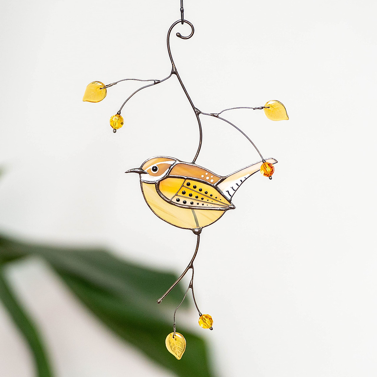 Carolina Wren Handmade Stained Glass Suncatcher Genuine Stained Glass Window Hangings Unique Indoor Ornament & Outdoor Decor