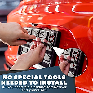 License Plate Screws with Rustproof Finish - License Plate Screw Kit for Front & Rear Plates - License Plate Bolts for Domestic Vehicles - Stainless Steel Screws for License Plates (4-Pack, Black)