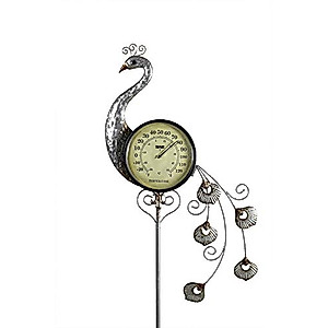 Poolmaster 54581 Outdoor Thermometer Garden Stake, Peacock, Multi