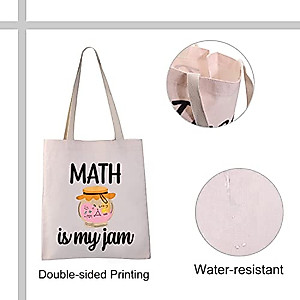 VAMSII Math Lover Gifts Math is My Jam Math Teacher Tote Bag Mathematician Gifts Math Geek Gifts Shoulder Bag (Math is my jam Tote Bag)