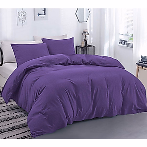 USHA BEDDING'S Duvet Cover Set Super King Size - 800 Thread Count 100% Egyptian Cotton Premium 3 Piece Duvet Set- Breathable with Zipper Closure- Super King(108" x 98") inches- Purple Solid