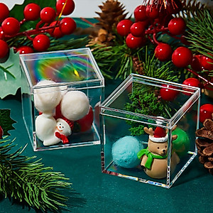 Blulu 8 Pieces Clear Acrylic Plastic Jewelry Box Mini Storage Box Mini Cube Containers with Lids Storage Candy Box for Candy Pill and Tiny Jewelry(Square,1.77 x 1.77 x 1.77 Inch)