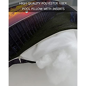 Recliner Head Pillow Ledge Loungers Chair Pillows with Insert Art Romantic Orange Ombre Love Heart Rose Lumbar Pillow with Adjustable Strap Outdoor Waterproof Patio Pillows for Beach Pool, 2 PCS