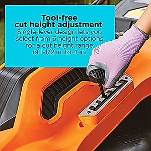 BLACK+DECKER Electric Lawn Mower, 13-Amp, Corded (BEMW213), 20", Orange