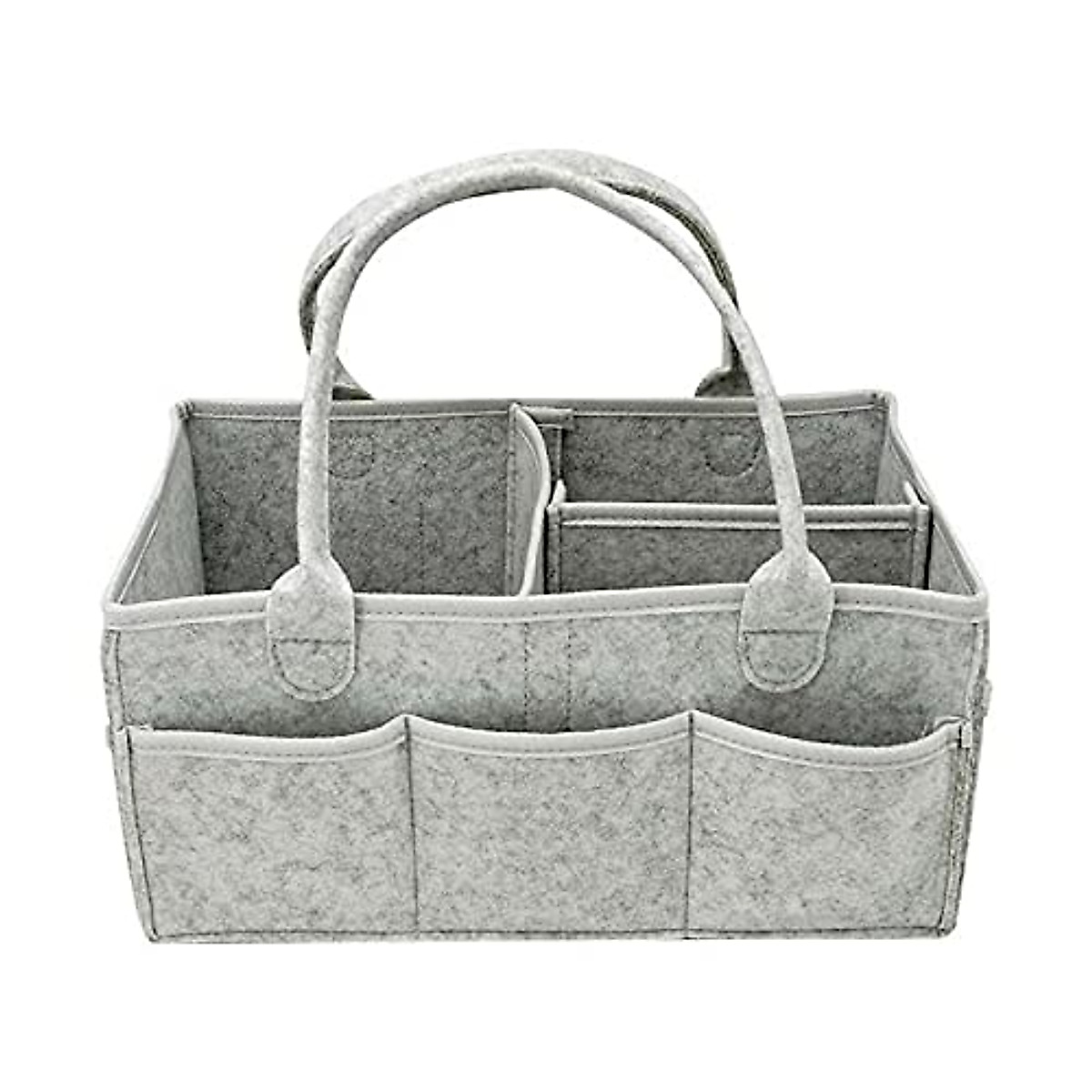 WSLCN Diaper Caddy Organizer Nursery Storage Wipes Bag Nappy Organizer Container Foldable Portable Car Travel Organizer for Changing Nappy Storage Basket Grey 34 * 24 * 18cm