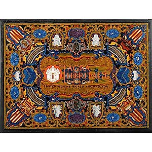 Marble Black 60"x48" Inches Dining Table Top Pietra Dura Inlay Marquetry Living Room Decor